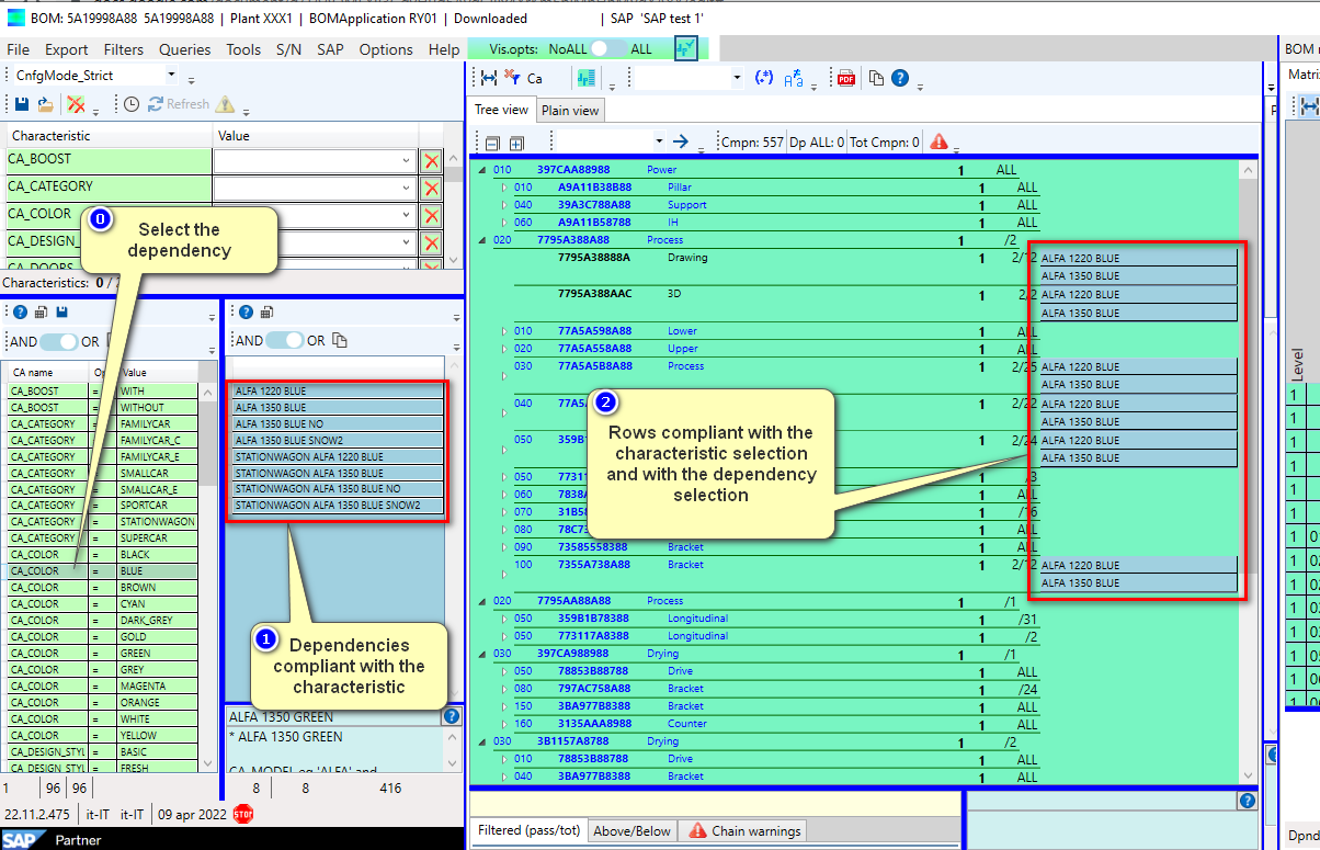 4 Bom Analyzer Characteristics Filtering Visual Bom For Sap
